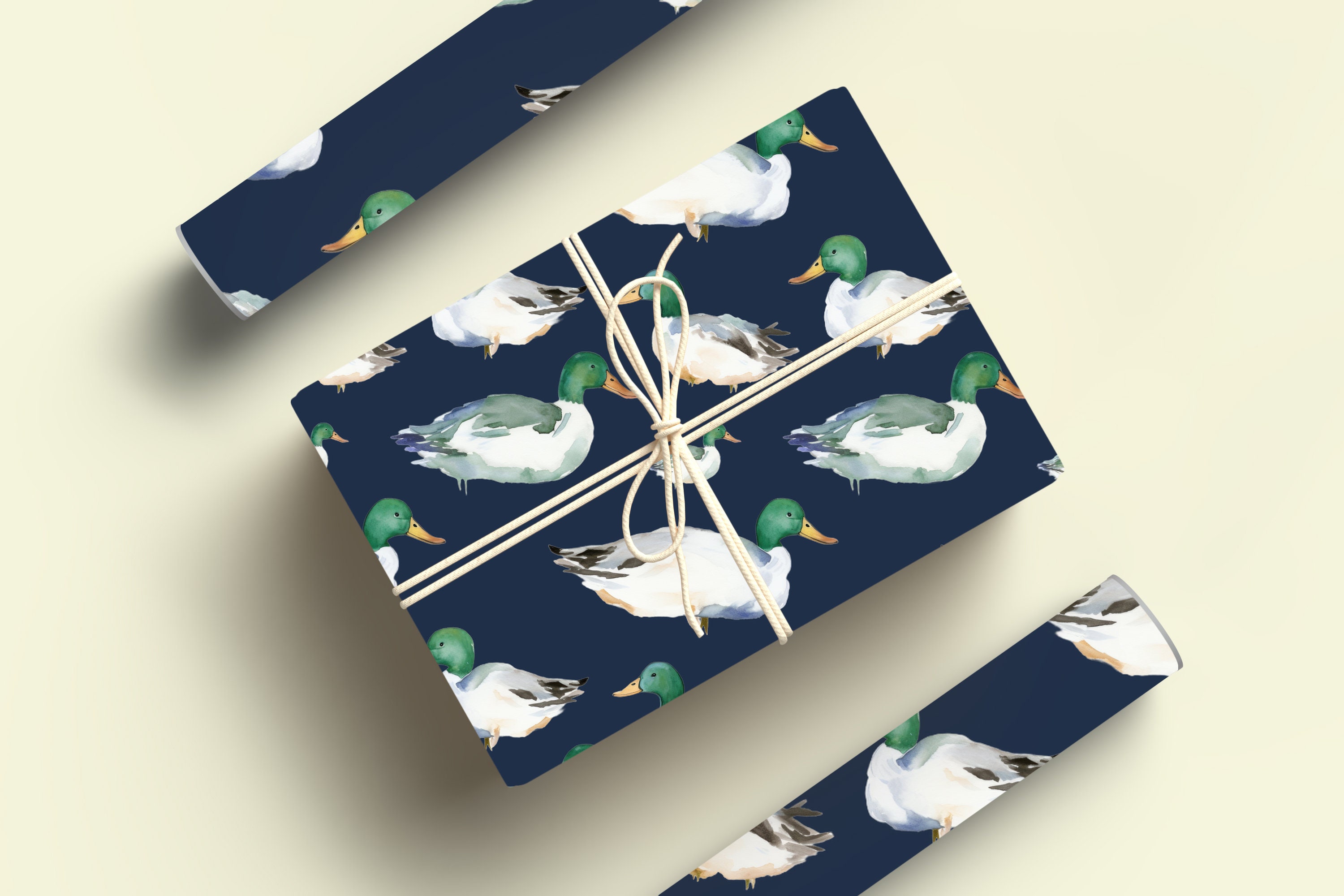 Navy Blue Ducks Wrapping Paper Roll Hunting Wrapping Paper - Etsy
