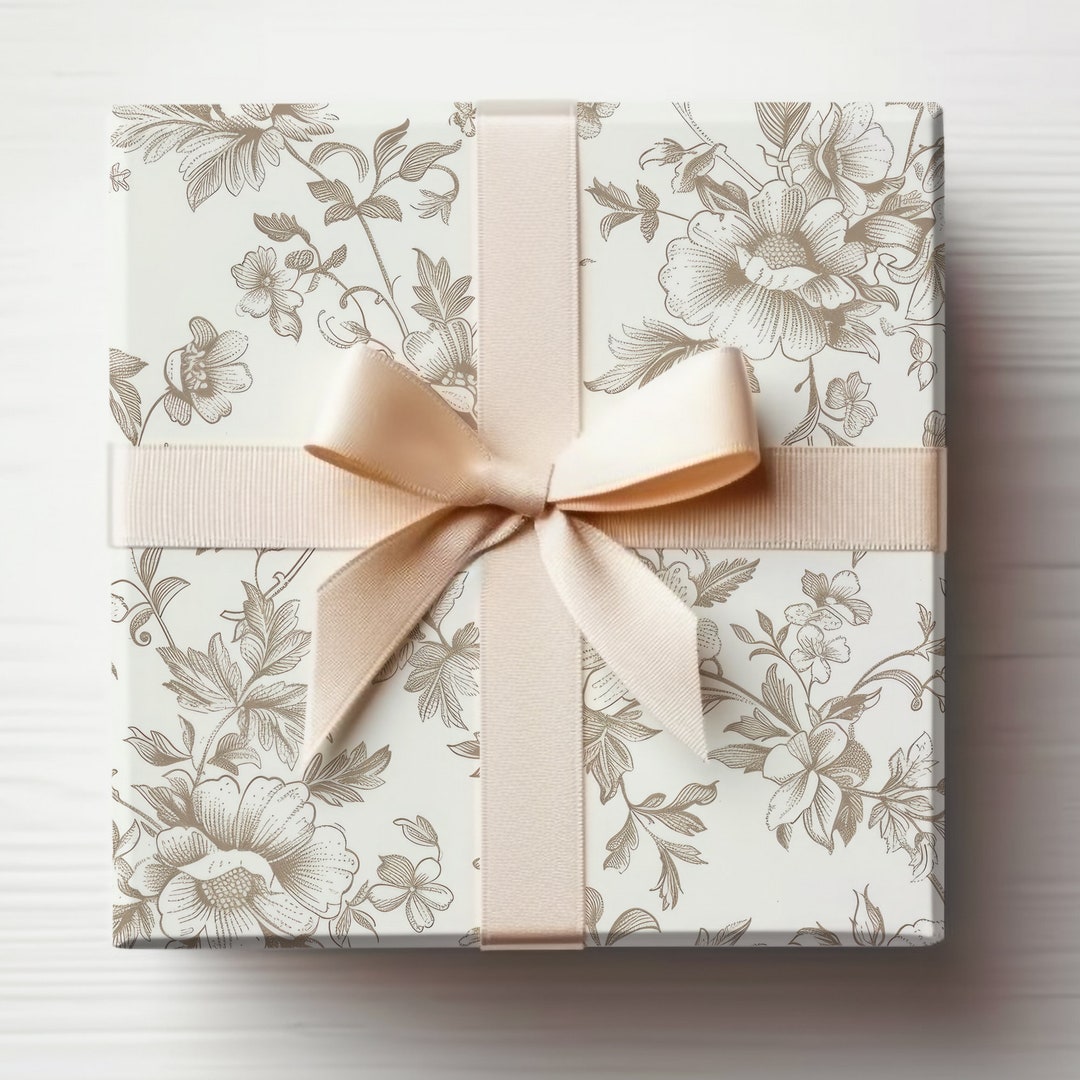 Elegant Toile Wrapping Paper, Wedding Wrapping Paper, Neutral Wedding ...