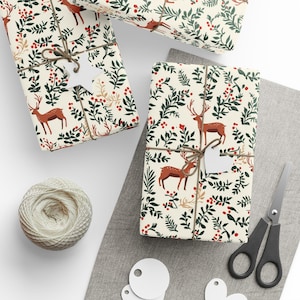 Woodsy Wrapping Paper Deer Gift Wrap Roll Forest Wrapping Paper, Modern ...