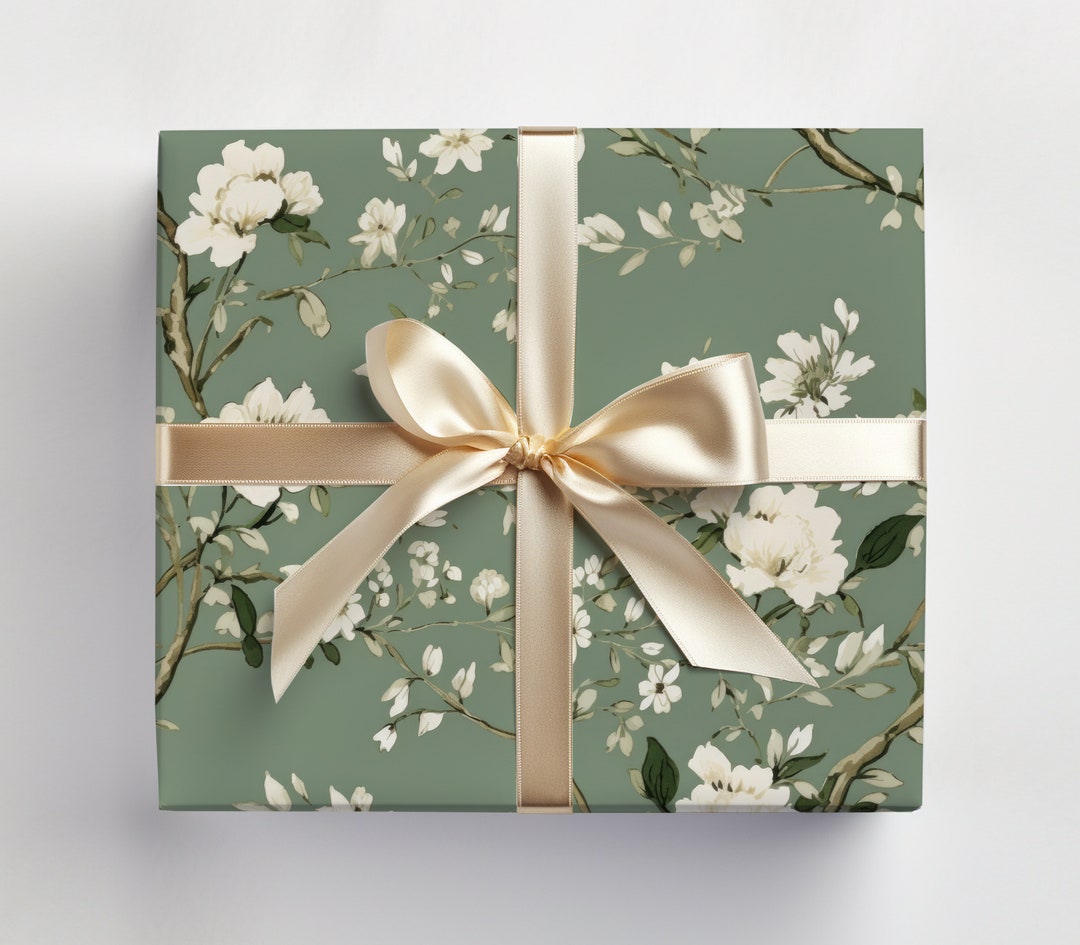 Sage Green Wrapping Paper Elegant Wrapping Paper, Green Wrapping Paper ...