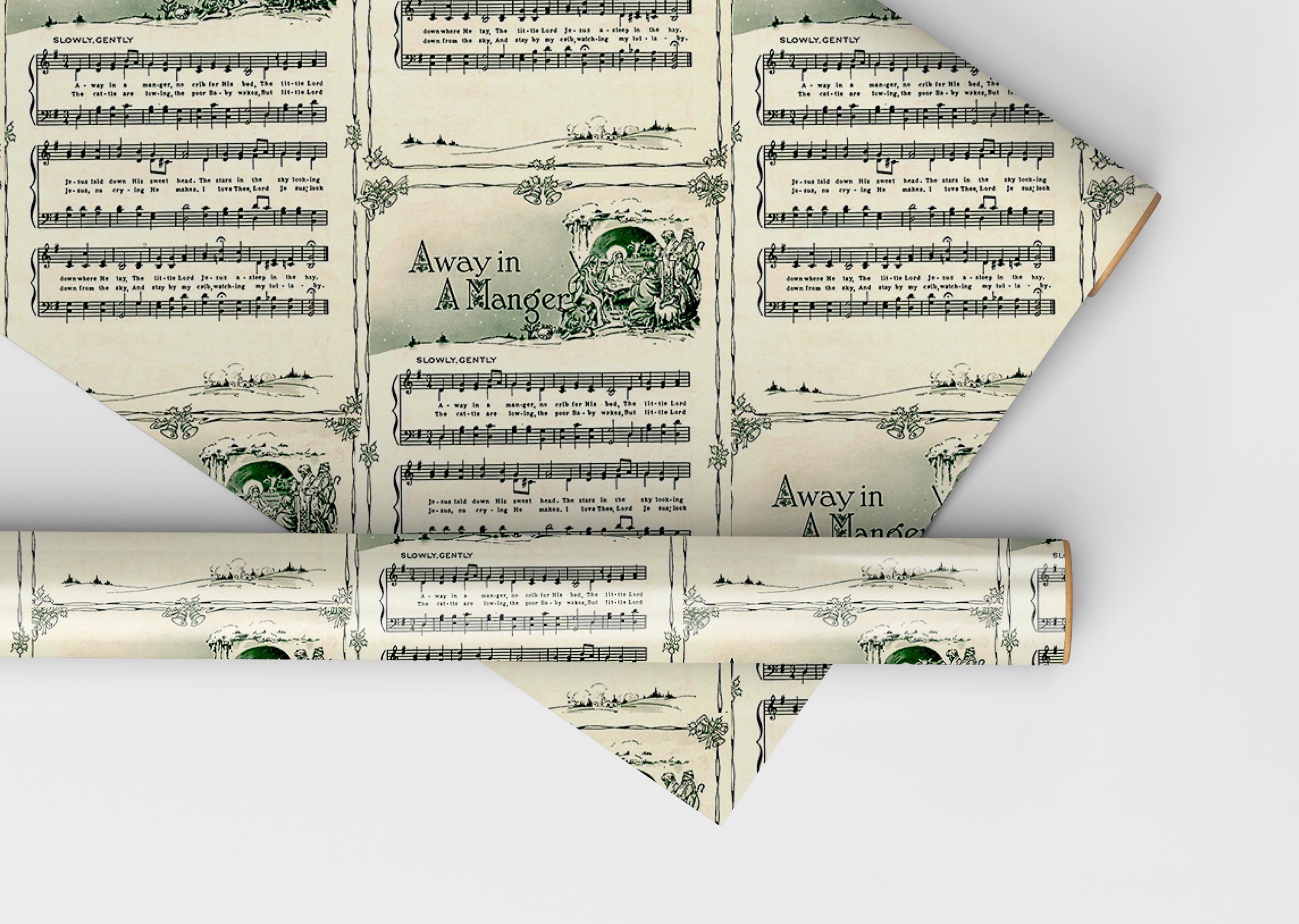 Away in A Manger Wrapping Paper Christmas Music Wrapping Paper Roll ...