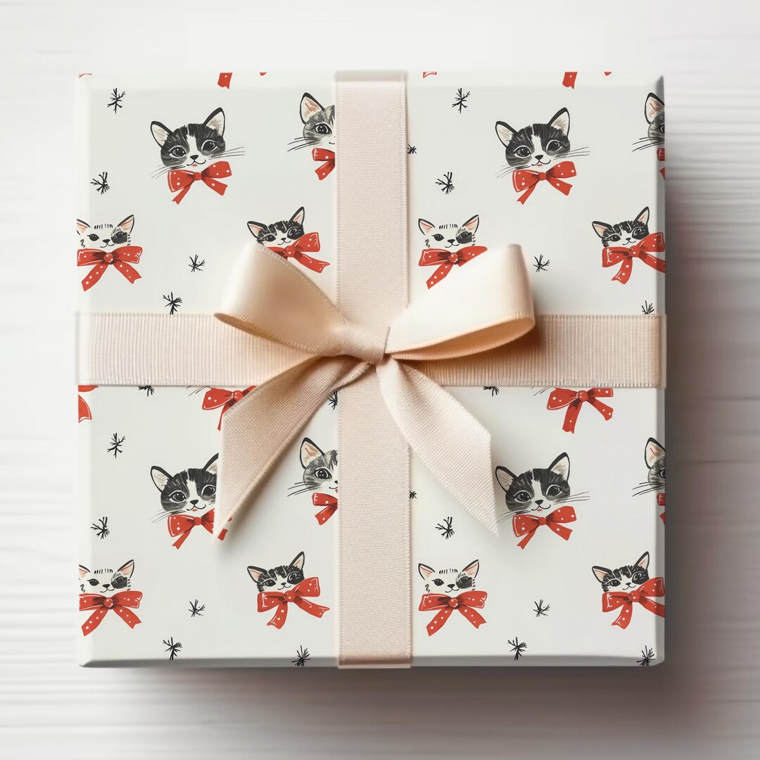Christmas Kitten Wrapping Paper Roll, Christmas Cats Wrapping Paper ...