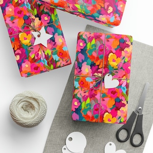 Neon Pink Wrapping Paper Neon Colors Gift Wrap Colorful Abstract ...