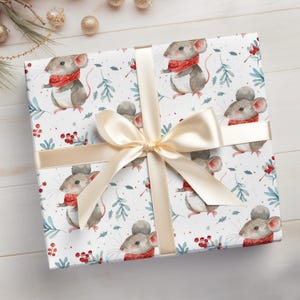 Christmas Mouse Wrapping Paper Xmas Mouse Gift Wrapping Roll Cute ...