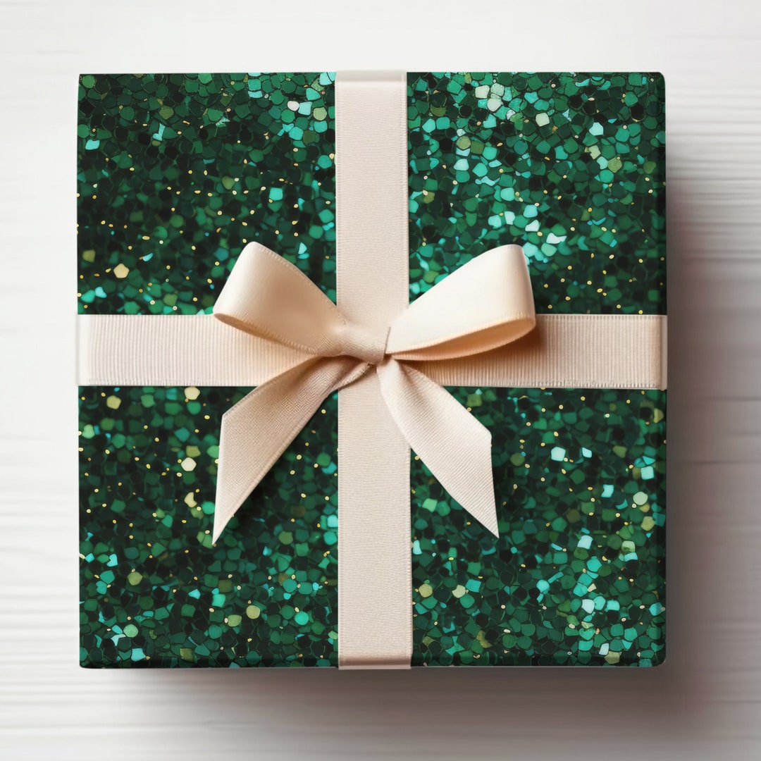 Green Glitter Wrapping Paper Roll Green Glitter, Glittery Wrapping ...