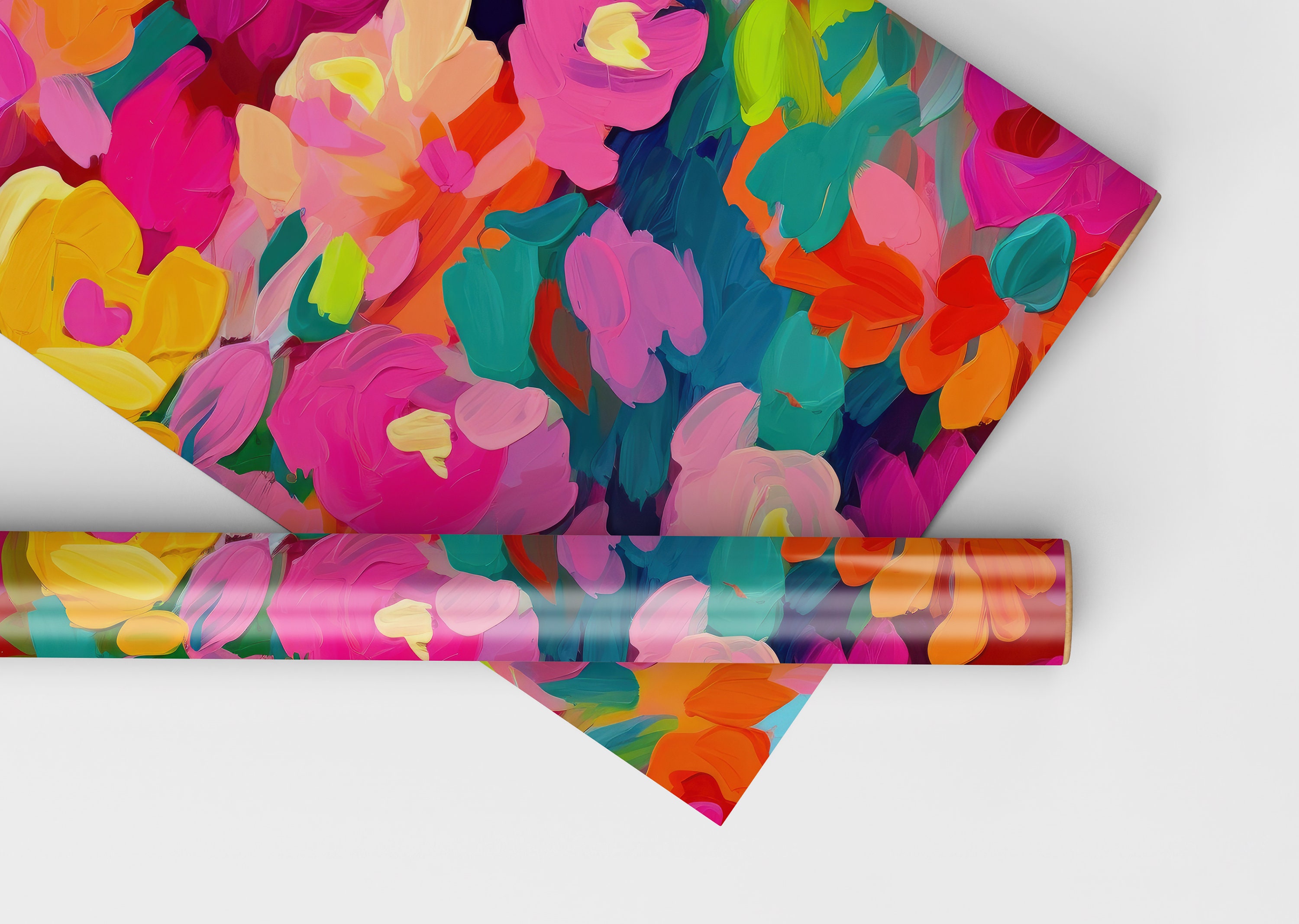 Neon Pink Wrapping Paper Neon Colors Gift Wrap Colorful Abstract ...