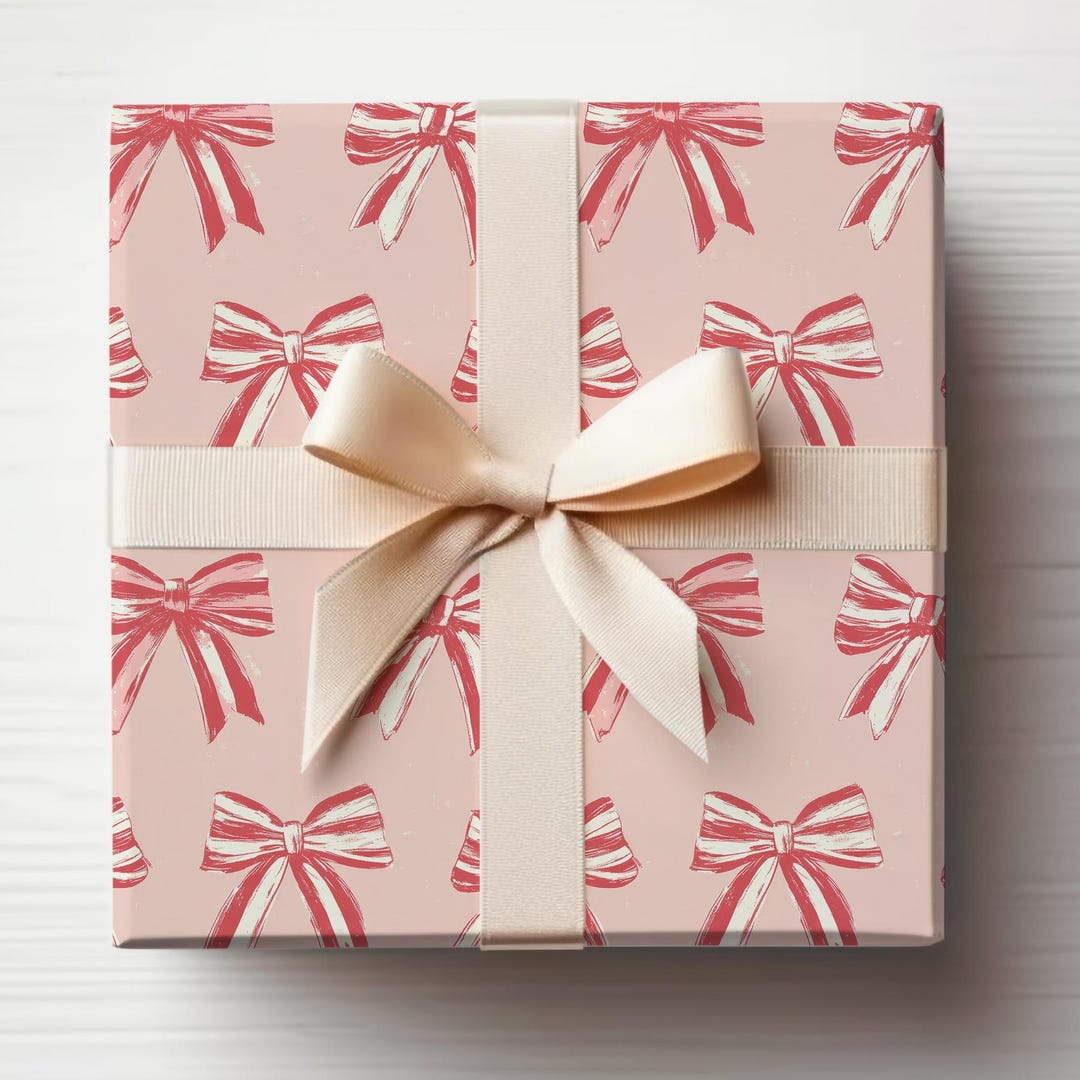 Coquette Bows Wrapping Paper Roll Red Bows Gift Wrapping Valentines ...