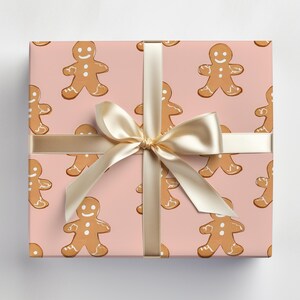 Gingerbread Man Wrapping Paper Pink Gingerbread Man Pink Christmas ...