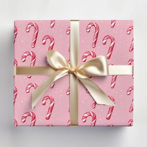 Pink Candy Cane Wrapping Paper Roll Pink Christmas Wrapping Paper Roll ...