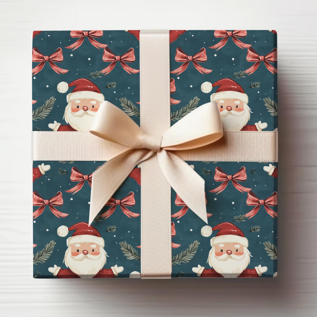 Cute Santa Wrapping Paper Roll Dark Santa Clause Wrapping Papers ...