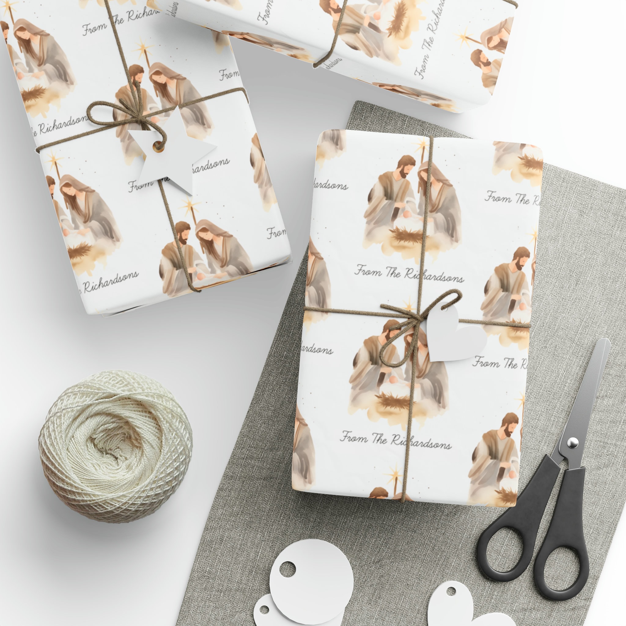 Nativity Wrapping Paper With Name Family Wrapping Paper Jesus Wrapping ...