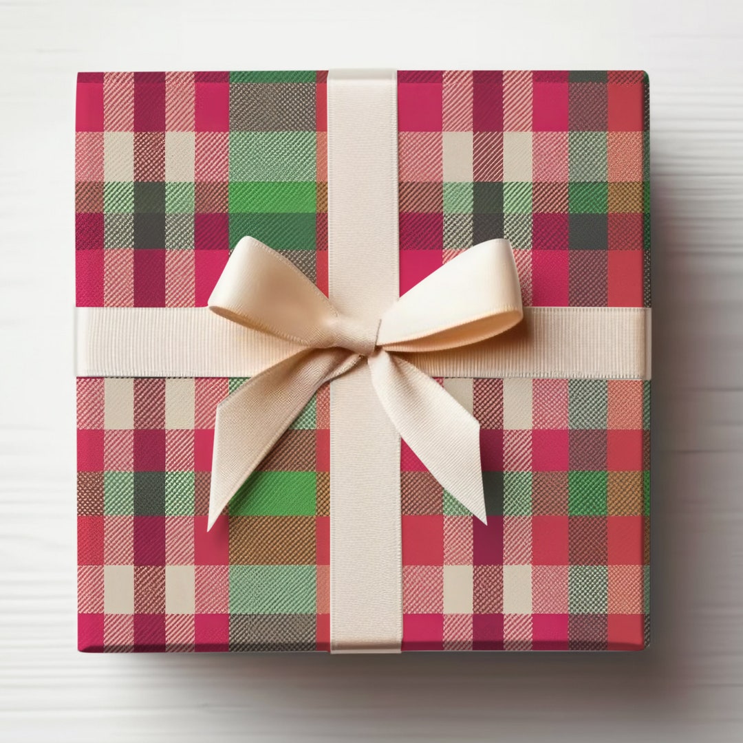 Scottish Plaid Christmas Wrapping Paper Tartan, Modern Plaid Wrapping ...