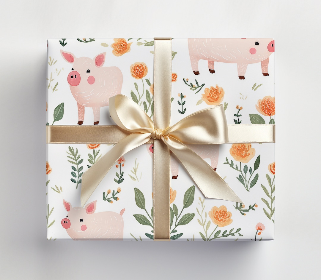 Pig Wrapping Paper Cute Pigs Gift Wrap Roll for Pig Lovers, Cute Piggy ...