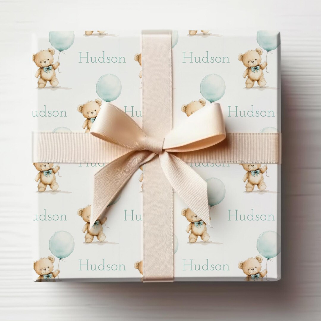 Teddy Bear Wrapping Paper Roll Baby Boy Wrapping Paper Roll With Custom ...