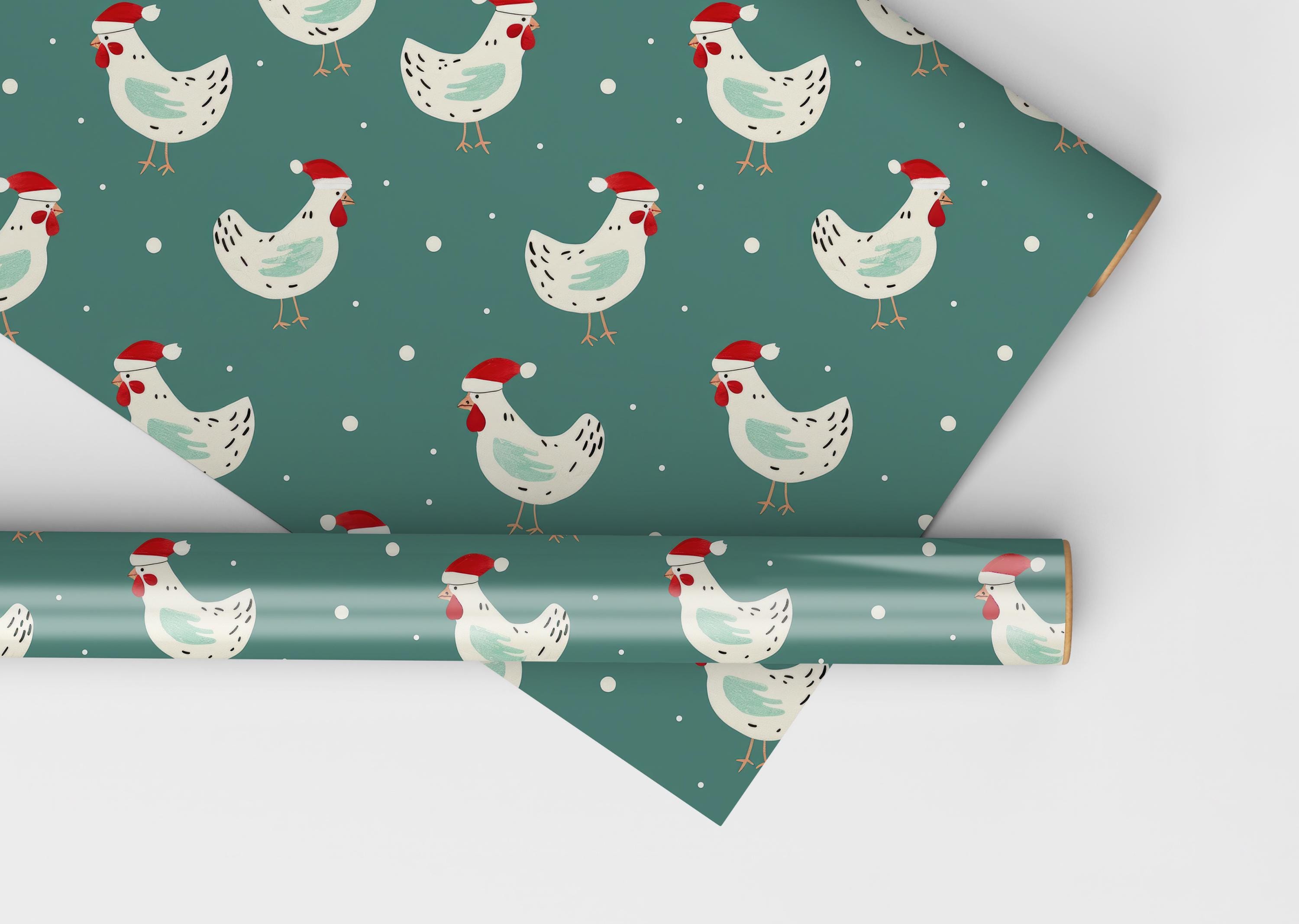 Christmas Chicken Wrapping Paper Cute Chickens Gift Wrap Roll, Funny ...