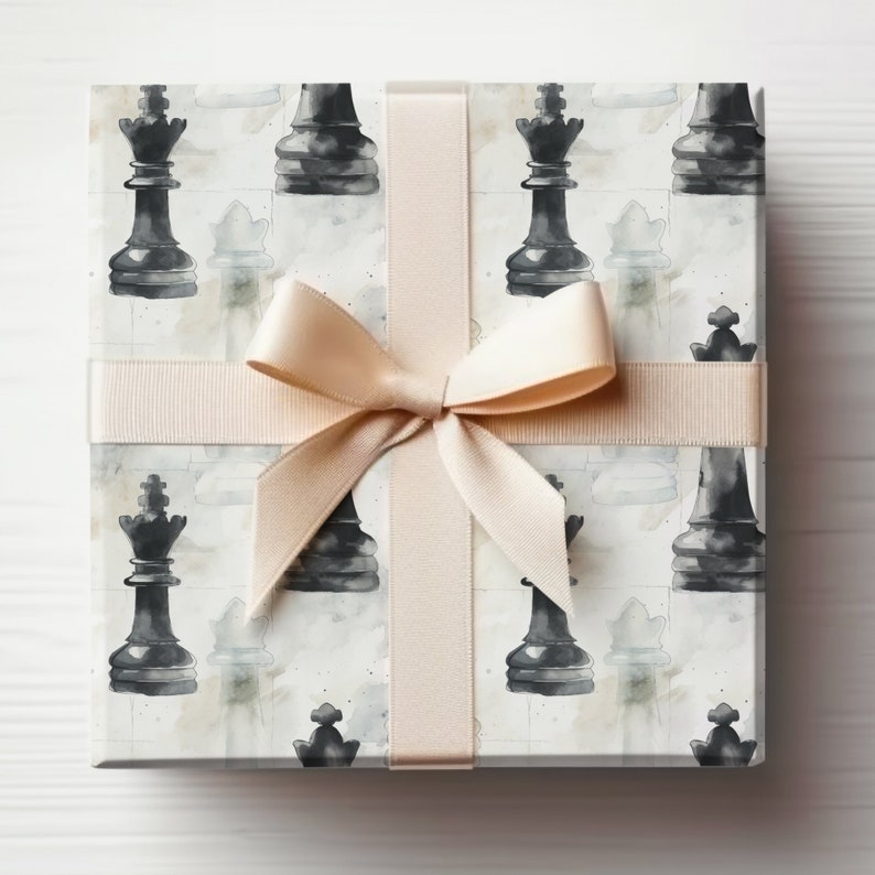 Watercolor Chess Wrapping Paper Roll Chess Gift Wrap Chess Lovers ...