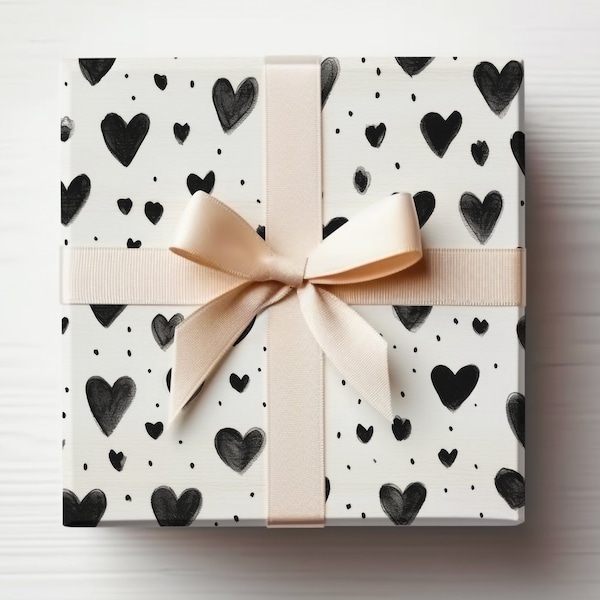 Hearts Wrapping Paper - Etsy