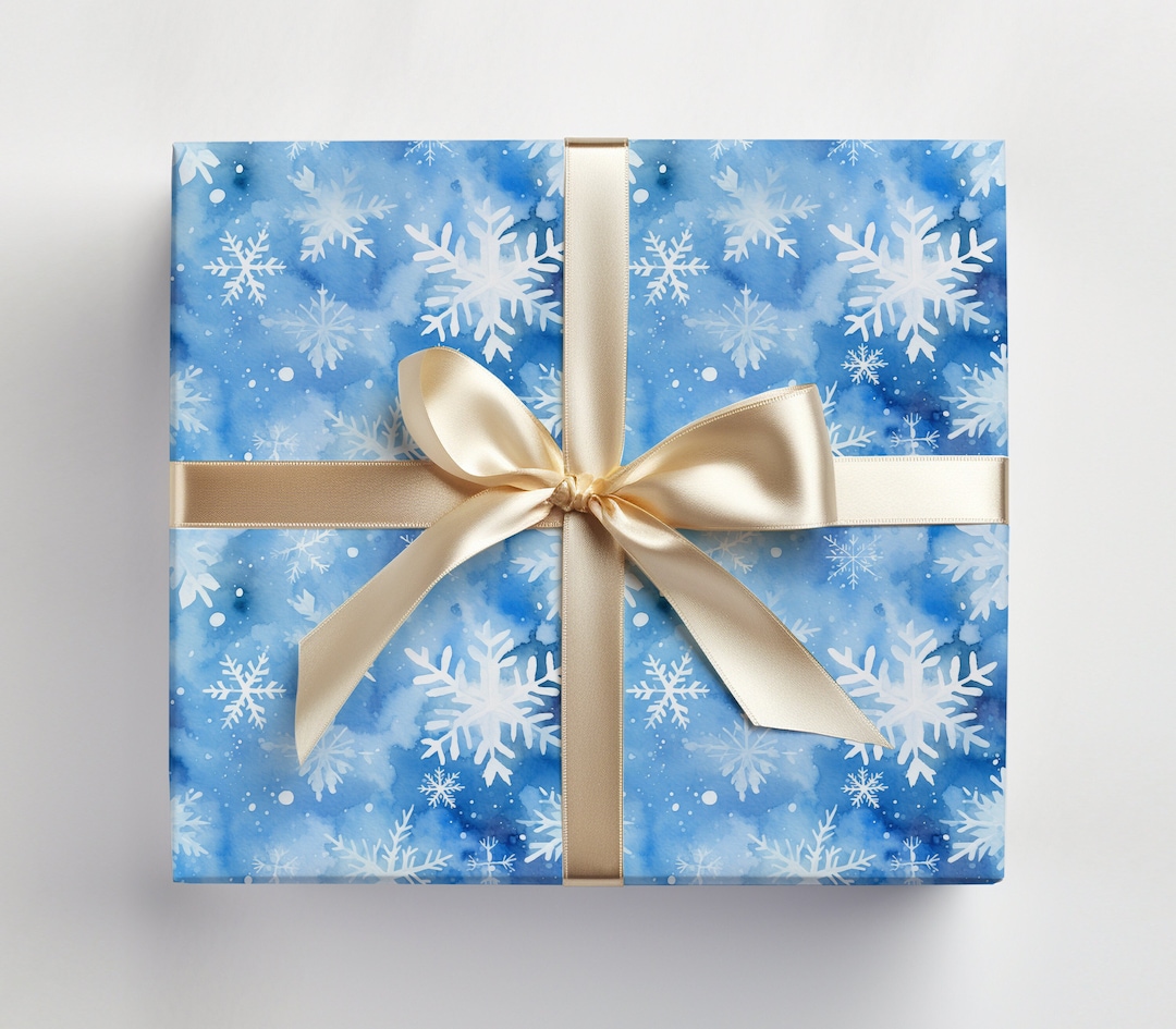 Snowflake Wrapping Paper Roll Snowflakes Design, Watercolor Snowflake ...