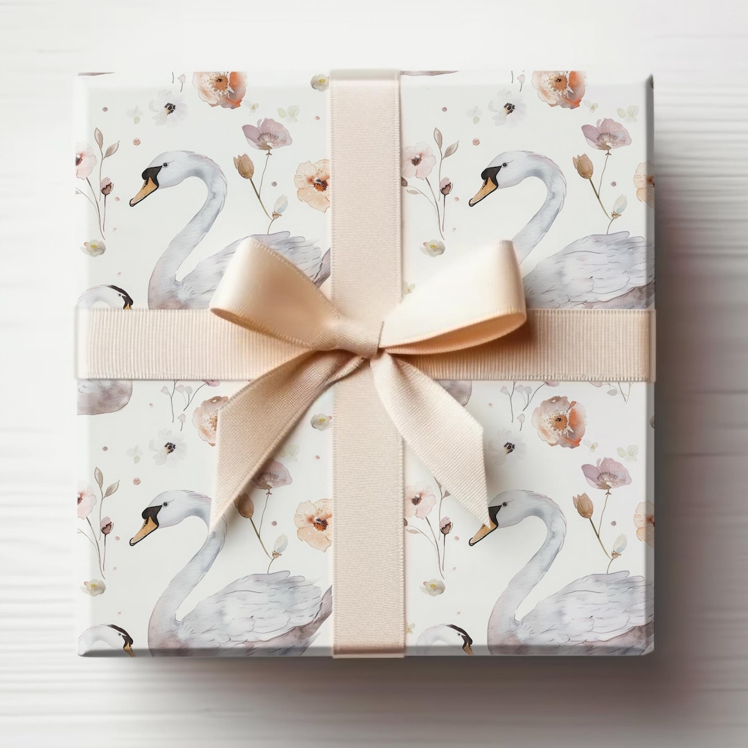 Black Swan Wrapping Paper Roll Elegant Swan Gift Wrapping Roll Swan ...