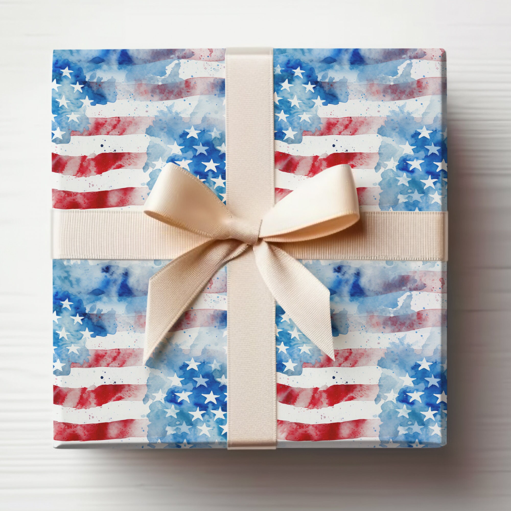Watercolor American Flag Gift Wrap American Flag Wrapping Paper Roll ...