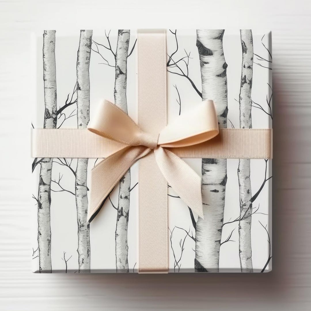 Birch Tree Wrapping Paper Roll Aspen Trees Gift Wrapping Winter Forest ...