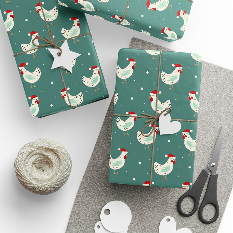 Christmas Chicken Wrapping Paper Cute Chickens Gift Wrap Roll, Funny ...