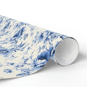 Victorian Wrapping Paper Roll, Blue Chinoiserie Wrapping Paper Blue ...