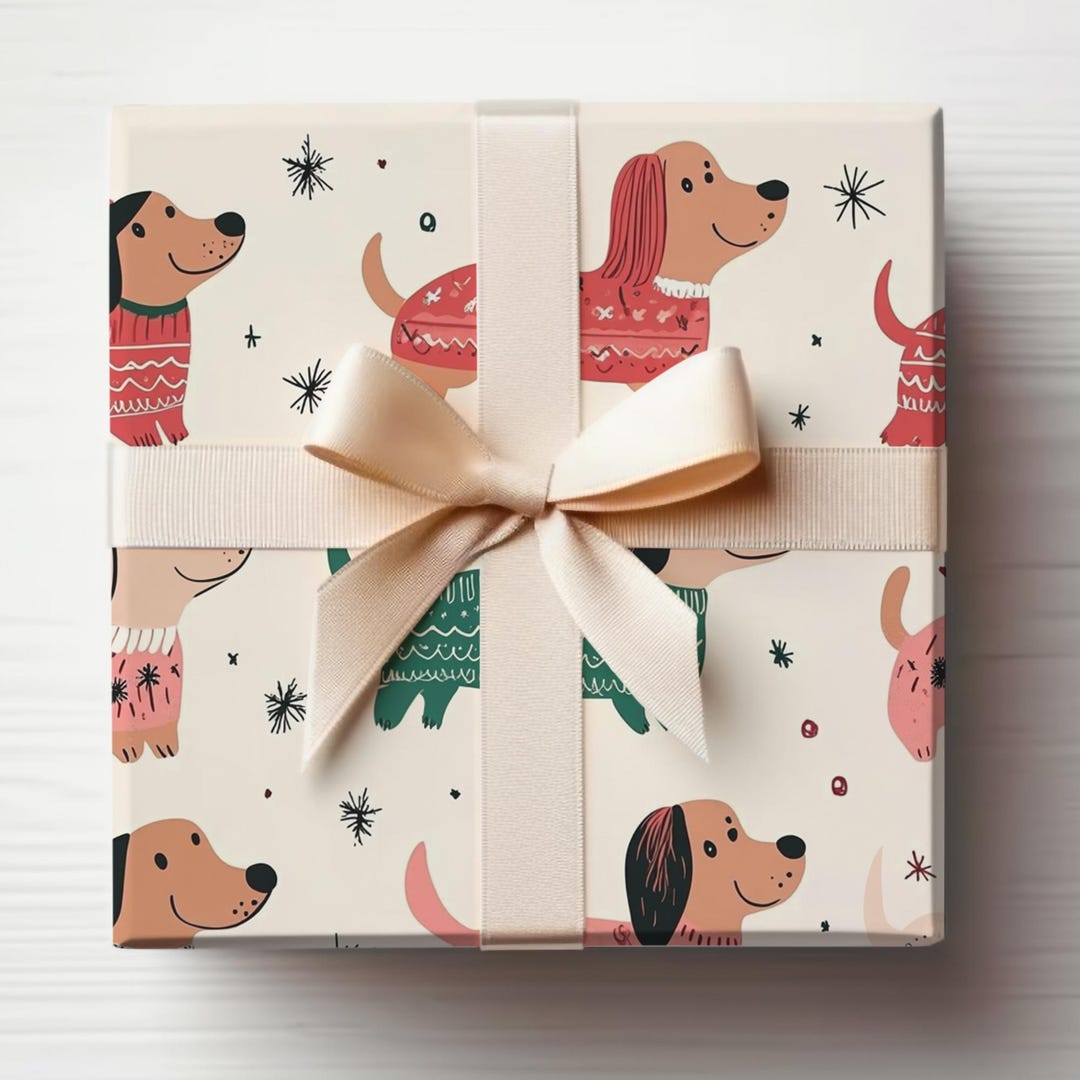 Christmas Dogs Wrapping Paper Roll Weenie Dogs Wrapping Paper Christmas ...