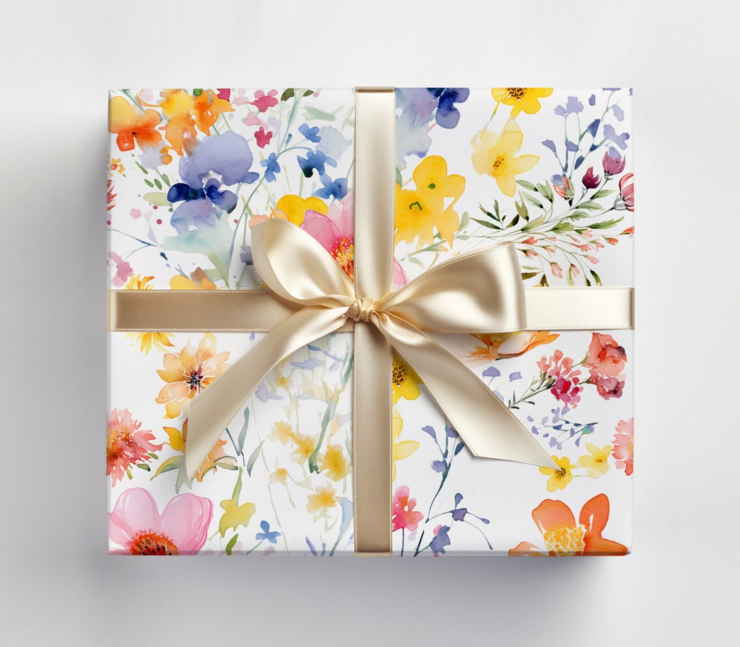 Girly Wrapping Paper Painted Flowers Gift Wrapping Girl Birthday ...