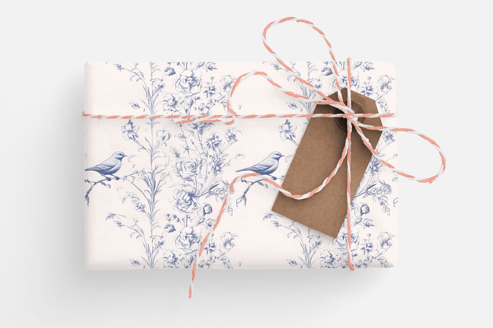 Vintage Chinoiserie Wrapping Paper With Oriental Bird, Dainty Blue ...