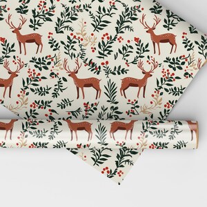 Woodsy Wrapping Paper Deer Gift Wrap Roll Forest Wrapping Paper, Modern ...