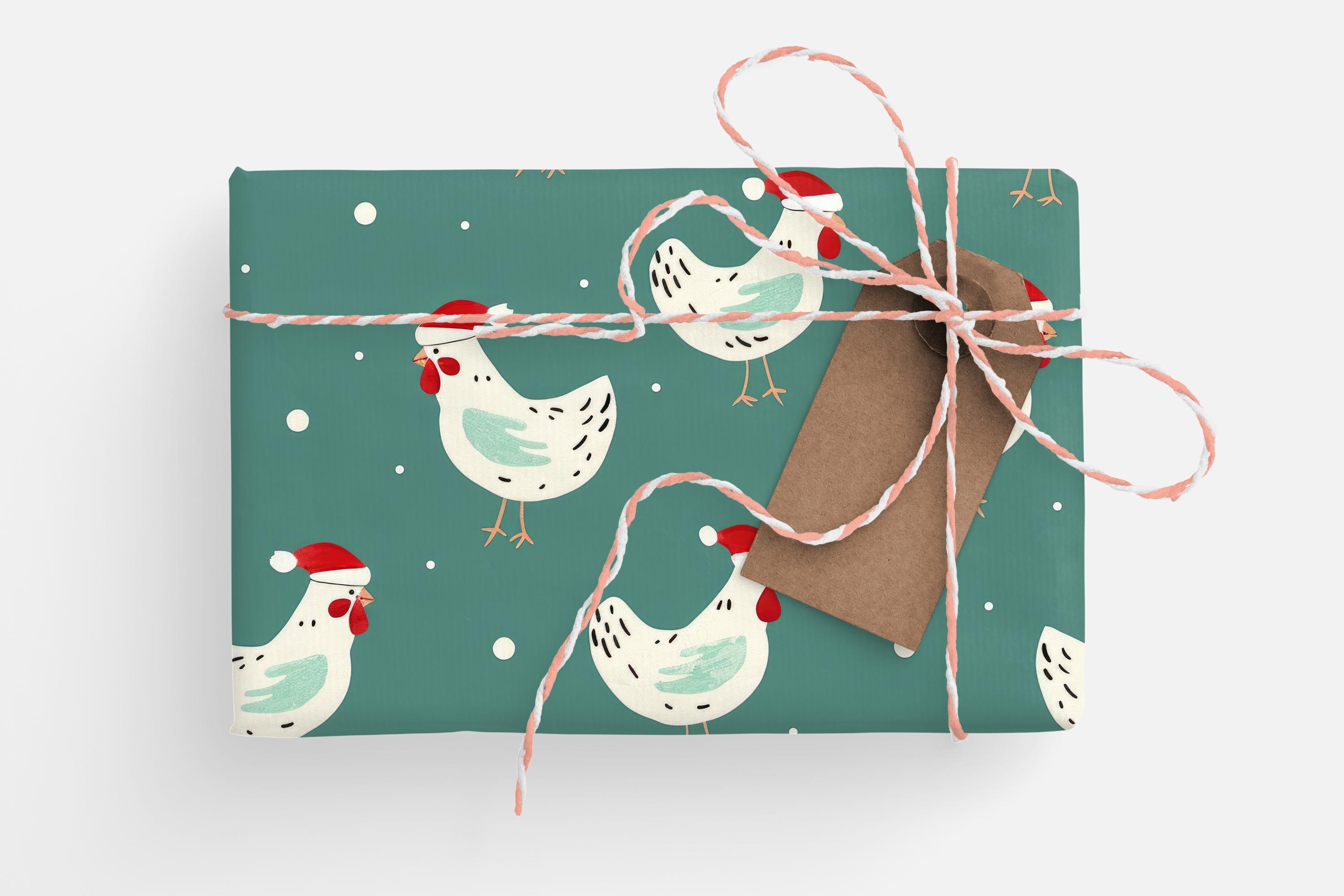 Christmas Chicken Wrapping Paper Cute Chickens Gift Wrap Roll, Funny ...
