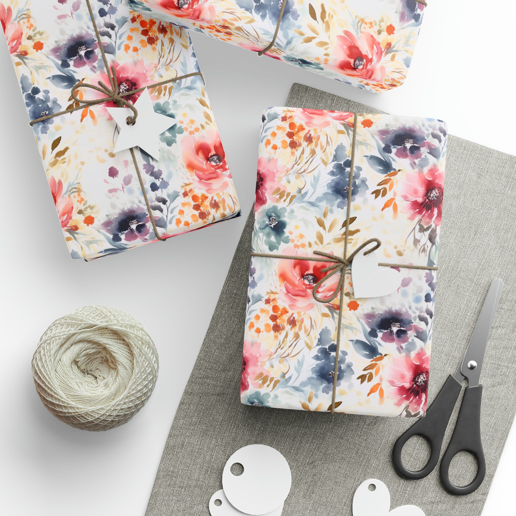 Watercolor Floral Wrapping Paper Roll, Spring Floral Wrapping Paper ...