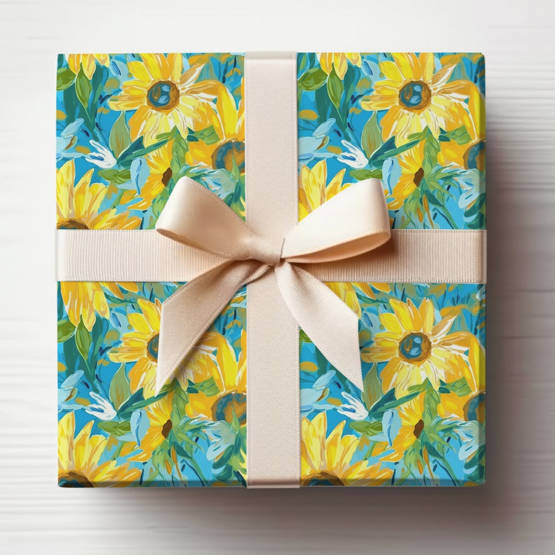 Sunflower Wrapping Paper Roll Sunflowers Gift Wrap Roll Painted ...