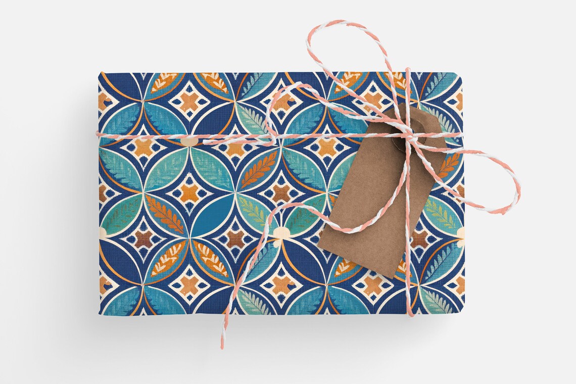 Moroccan Gift Wrap Roll Moroccan Tile Wrapping Paper Roll Geometric ...