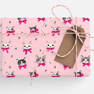 Kitten Wrapping Paper Cute Cat Wrapping Paper Roll, Pink Cats Gift ...