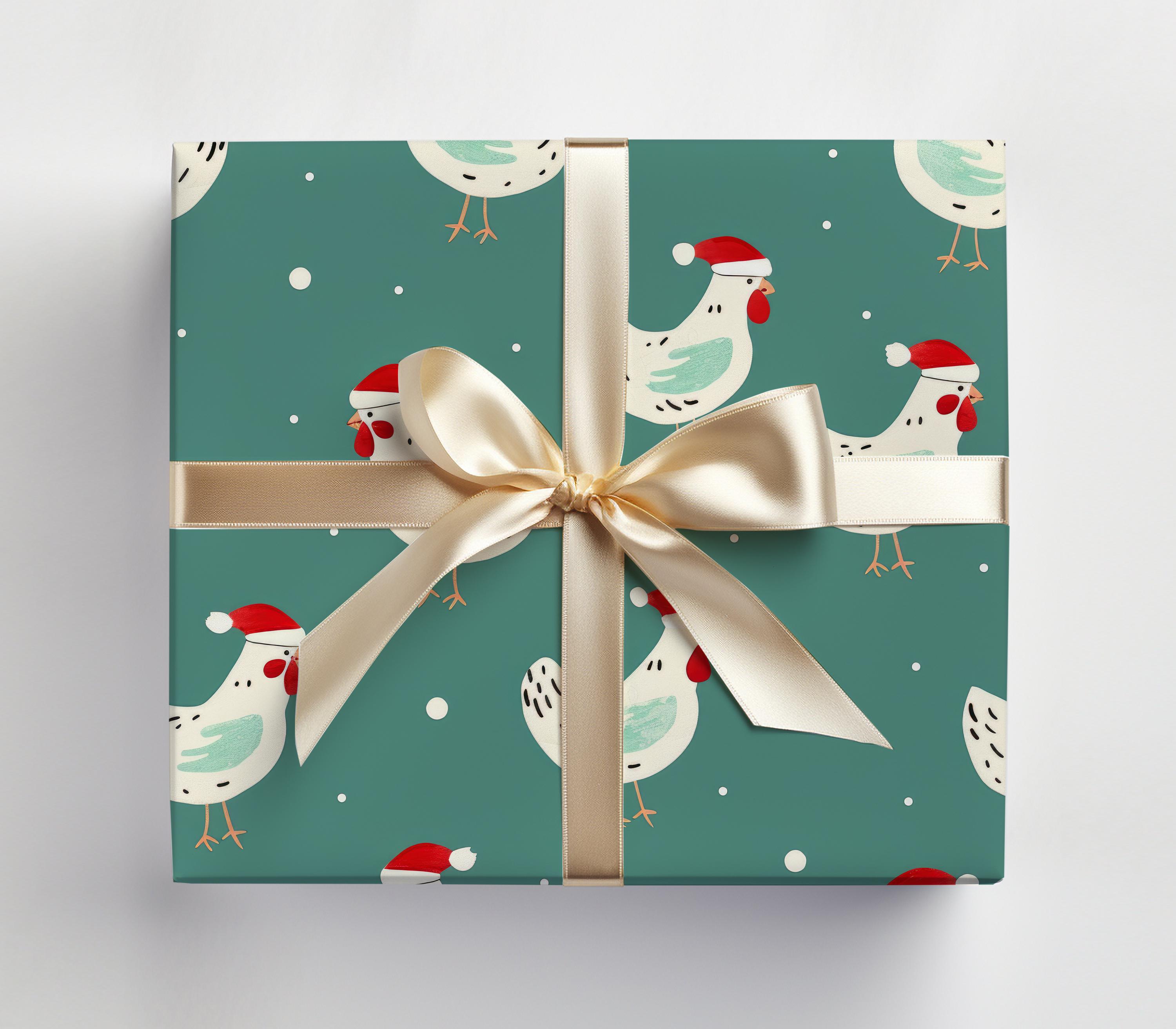 Christmas Chicken Wrapping Paper Cute Chickens Gift Wrap Roll, Funny ...