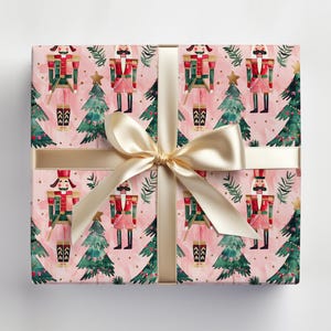 Pink Nutcracker Wrapping Paper Modern Pink Holiday Gift Wrap Roll ...