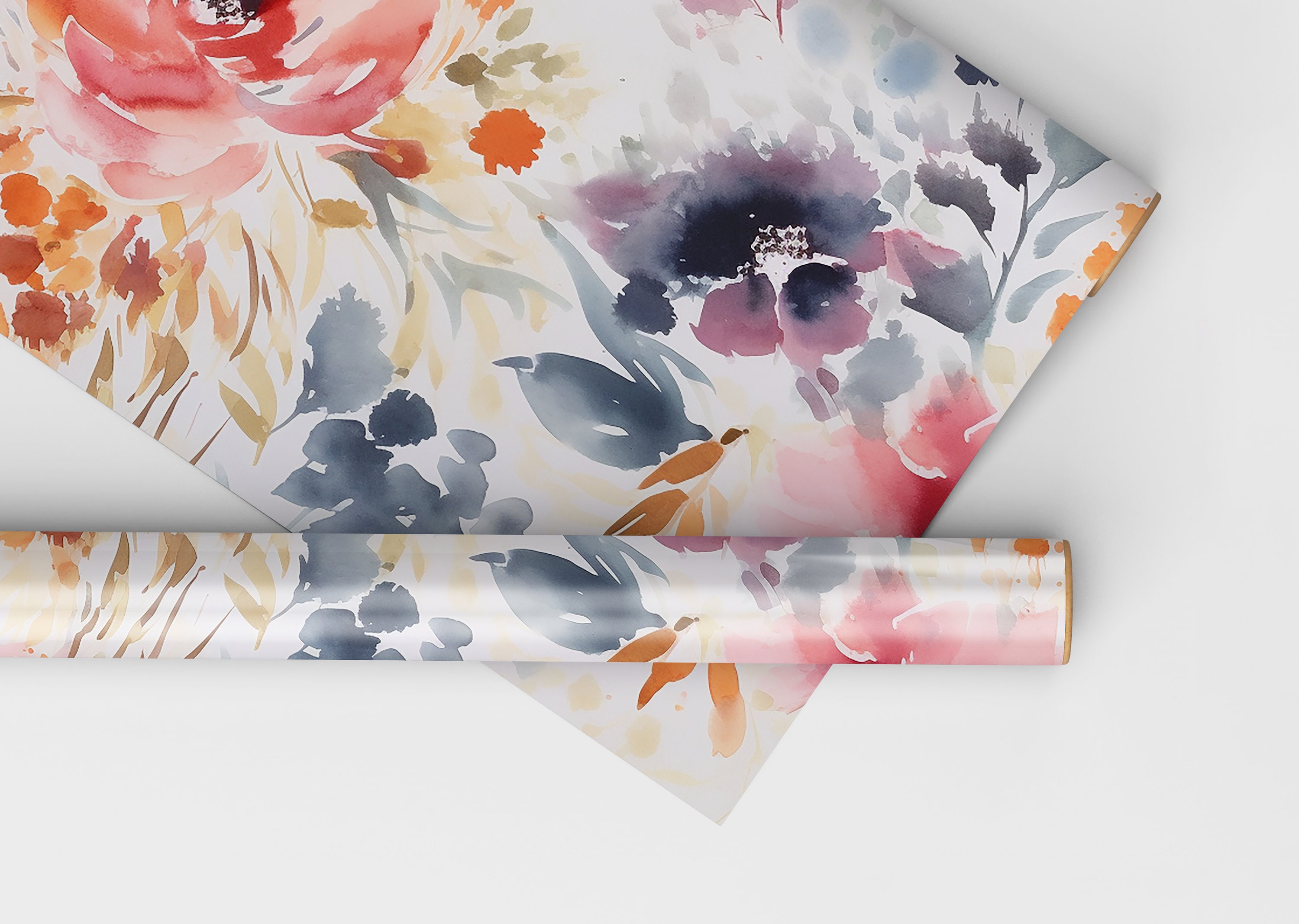 Watercolor Floral Wrapping Paper Roll, Spring Floral Wrapping Paper ...