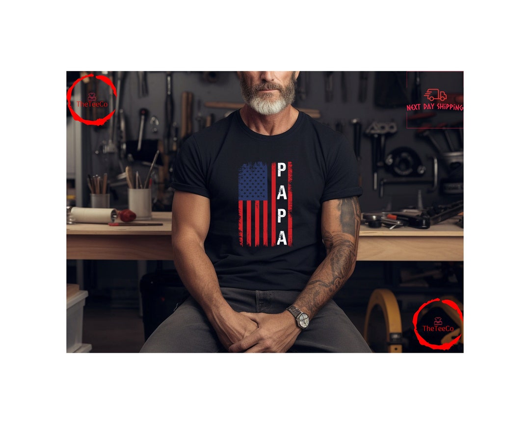 Papa Usa Flag Shirt, Custom Papa Flag Personalized Shirt, Father's Day ...