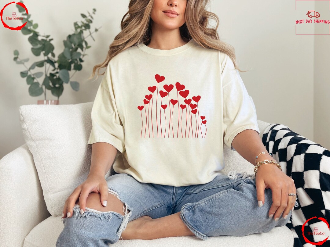 Comfort Colors Heart Balloon Shirt, Cute Heart Shirt, Anniversary Shirt ...