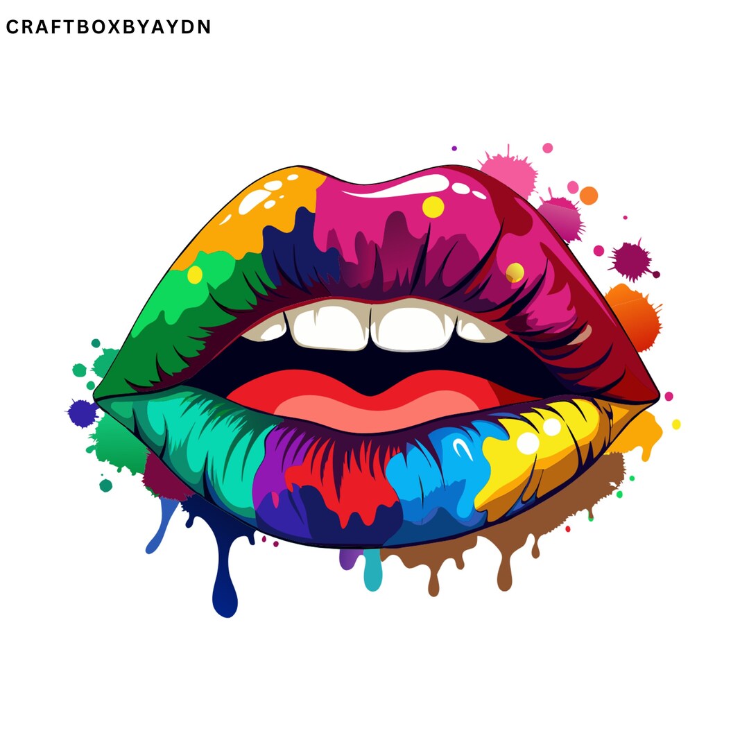 Lip PNG, Lip Clipart, Sublimation PNG for Shirt, Colorful PNG ...