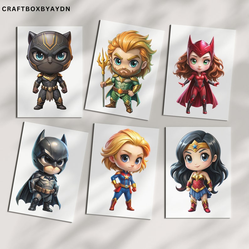 Superheroes Clipart Bundle, 36 Cute Characters, High Resolution Digital ...