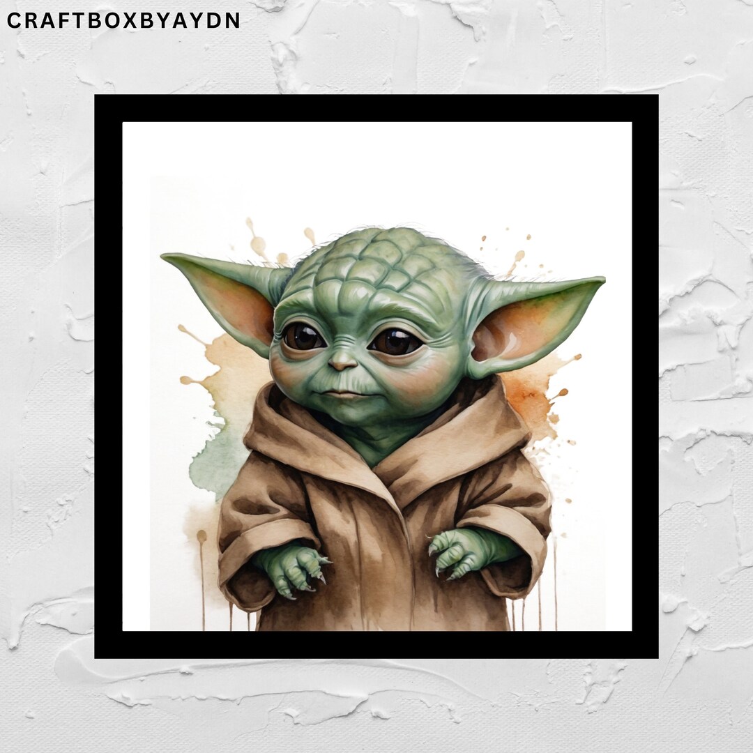 Baby Yoda Watercolor Painting, Star Wars Wall Art, Star Wars Digital ...