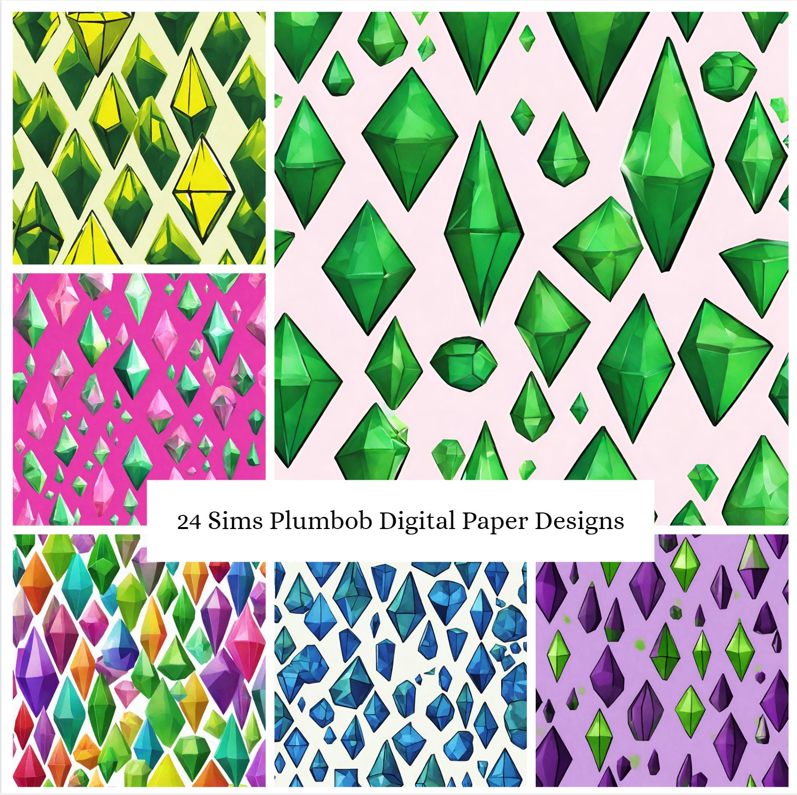 Sims Plumbob Digital Paper Design Bundle - Etsy
