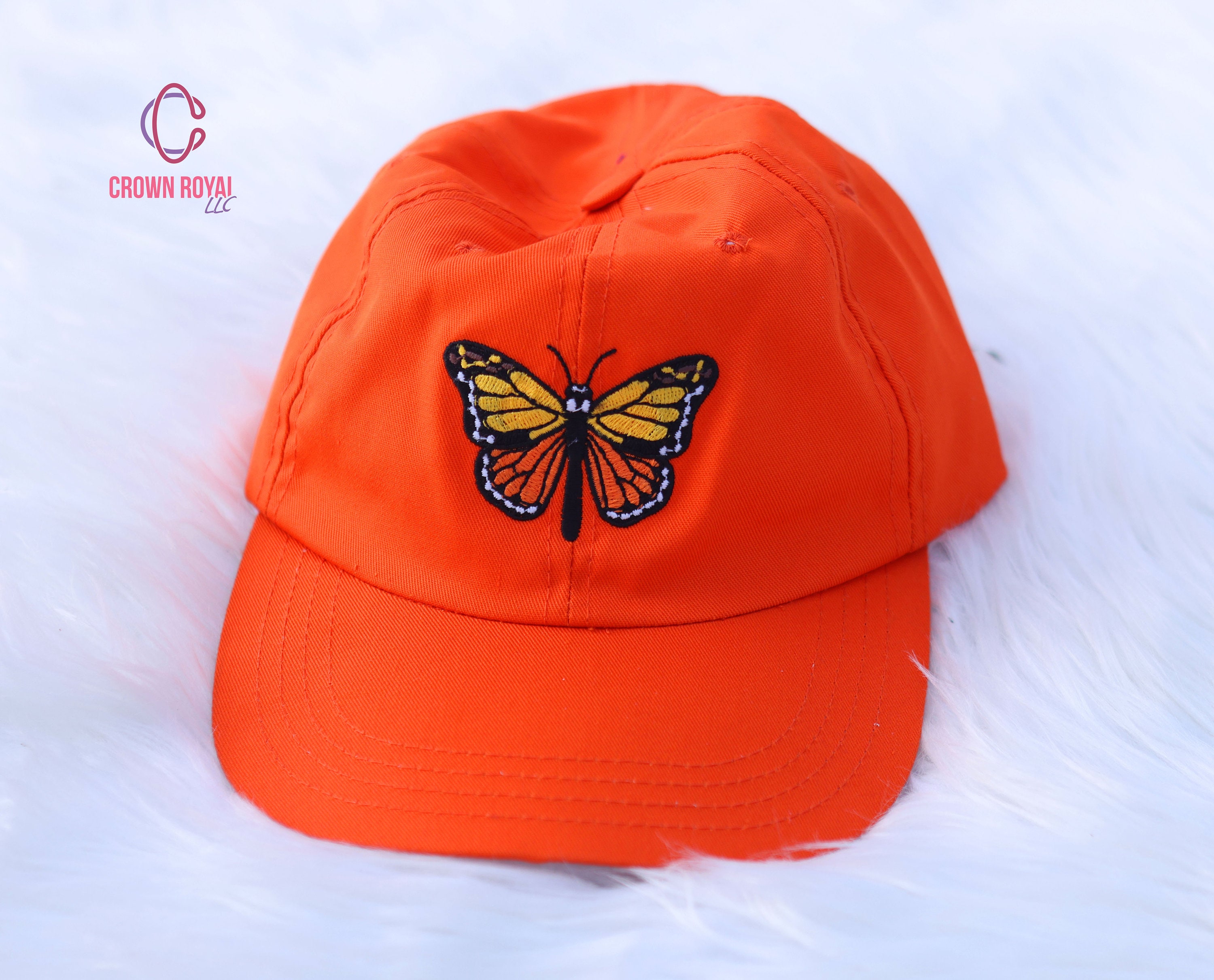 Butterfly Embroidered Camping Cap, Vintage Monarch Butterfly Summer Hat ...