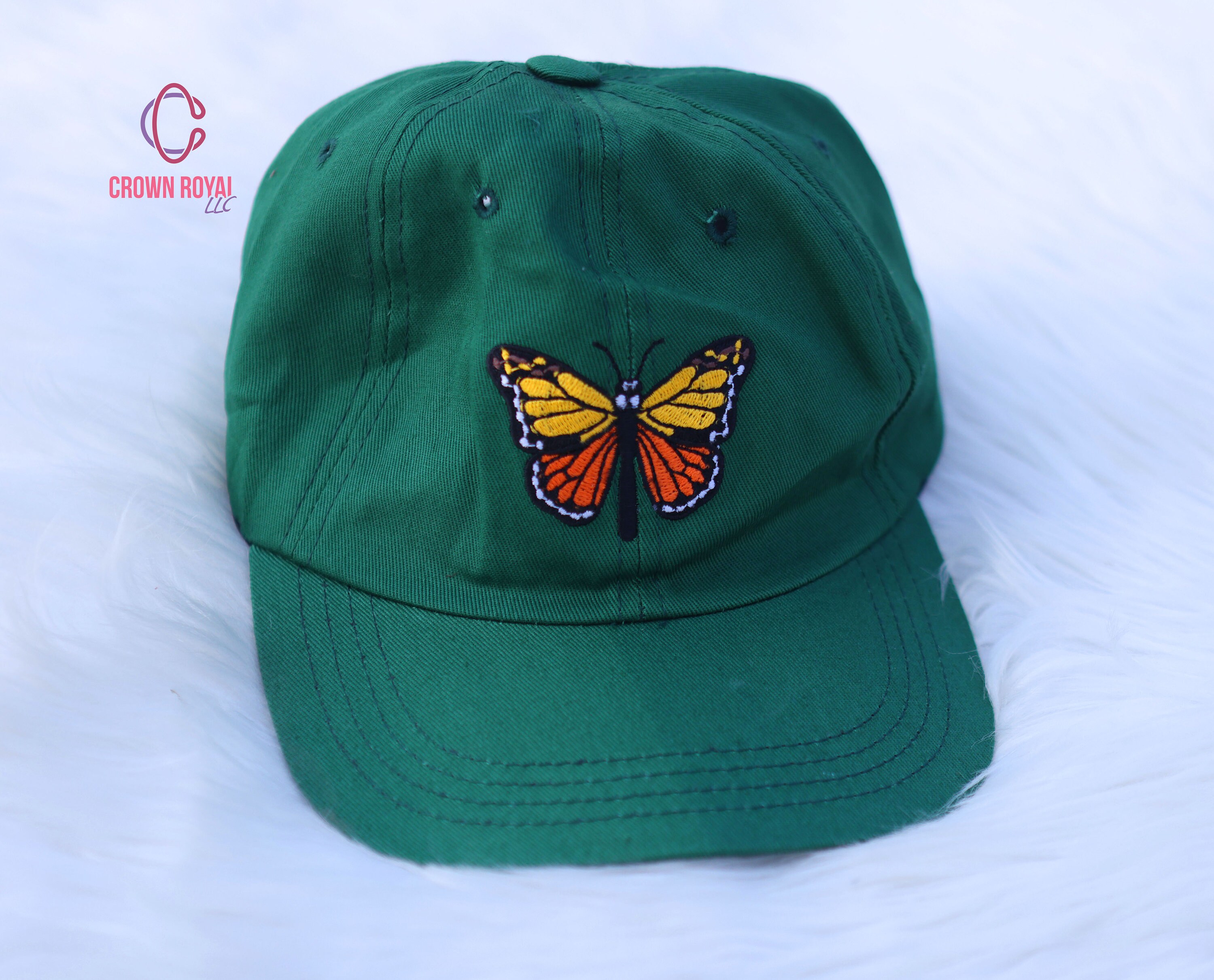 Butterfly Embroidered Camping Cap, Vintage Monarch Butterfly Summer Hat ...