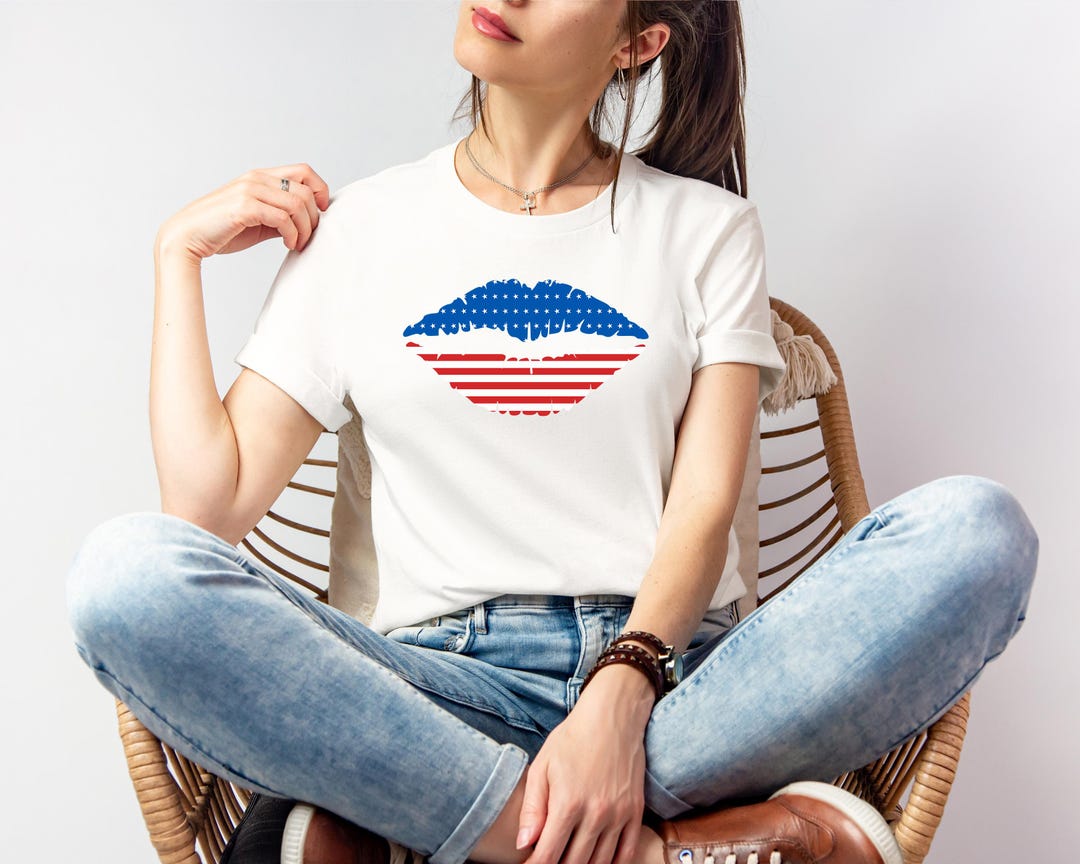 American Flag Lips Shirt, 4th of July Shirt, Patriotic Shirt, Red White ...