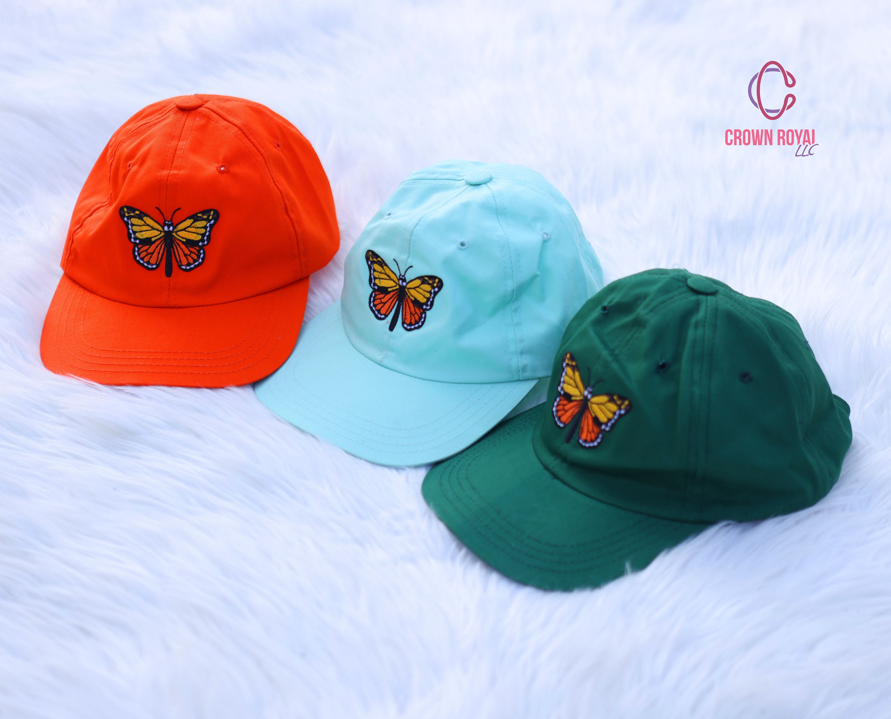 Butterfly Embroidered Camping Cap, Vintage Monarch Butterfly Summer Hat ...