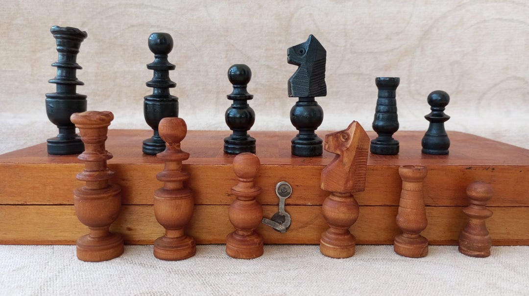 Antique Wooden Chess Set in Regency Style. Wooden Chess Set. Chess ...